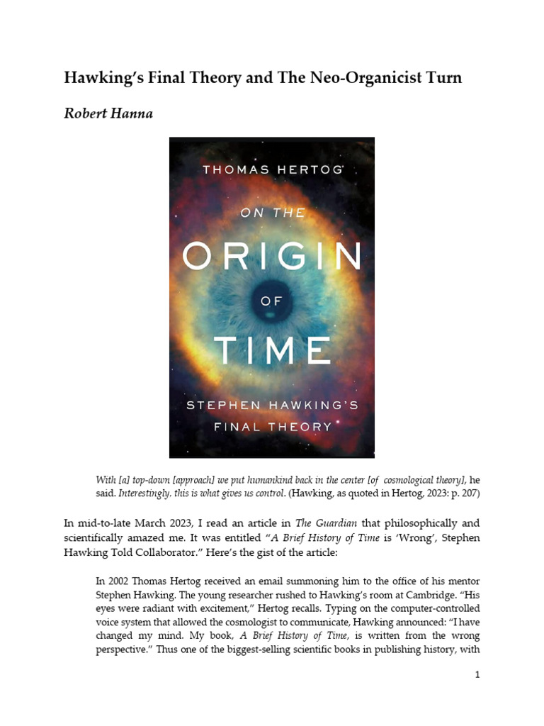 Hawkings Final Theory and The Neo Organi | PDF | Universe | Physics