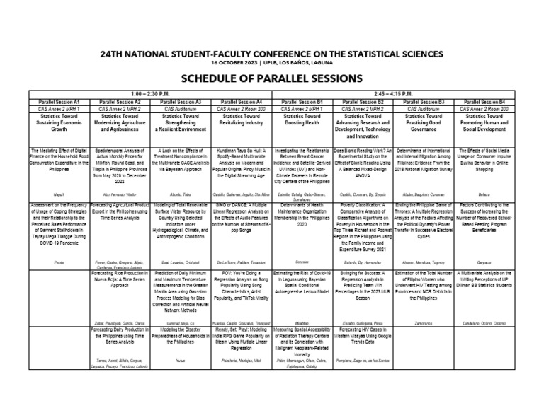 24th SFCON Parallel Sessions Schedule (For Souvenir Program) | PDF ...