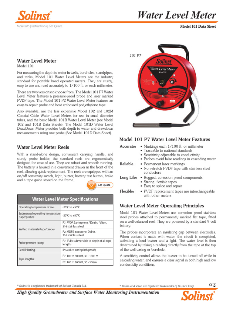 01 - Solinst Water Level 101 | PDF | Water | Stainless Steel