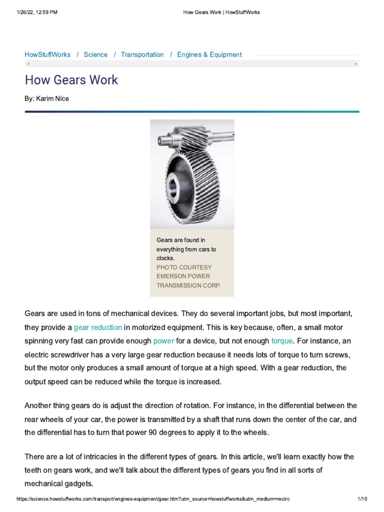 How Gears Work - HowStuffWorks | PDF