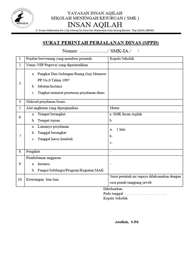 Surat Tugas Dan SPPD | PDF
