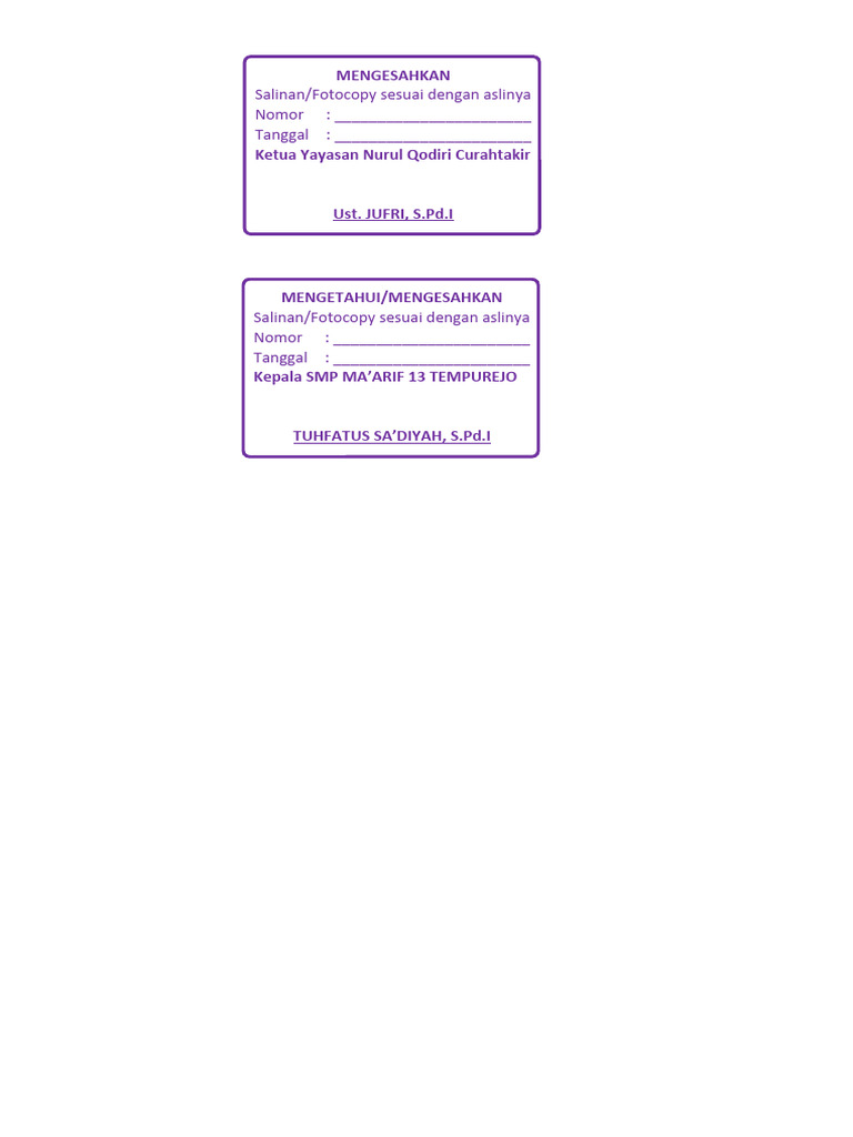 Contoh Stempel Legalisir | PDF