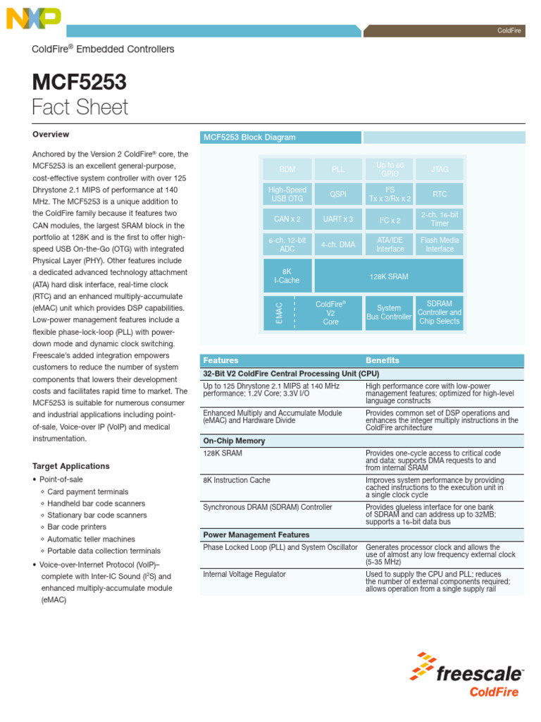 MCF5253FS | PDF | Microcontroller | Electrical Engineering