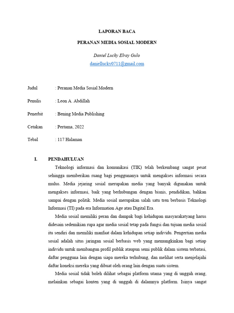 Peranan Media Sosial dalam Kehidupan Modern | PDF
