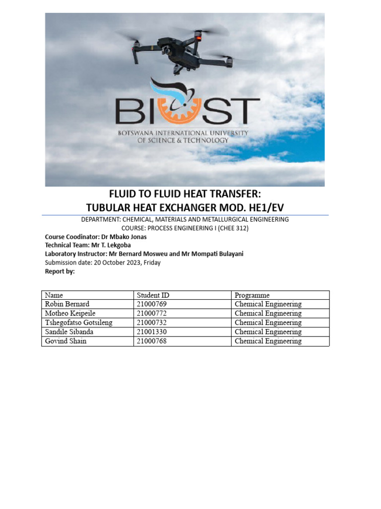 Tubular Heat Exchanger Lab Report | PDF | Heat Exchanger | Heat Transfer
