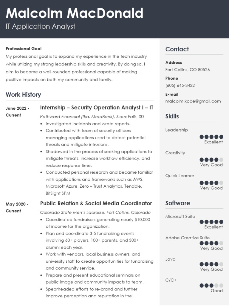 Malcolm Macdonald Resume 3-30-23 | PDF | Computing | Information Technology