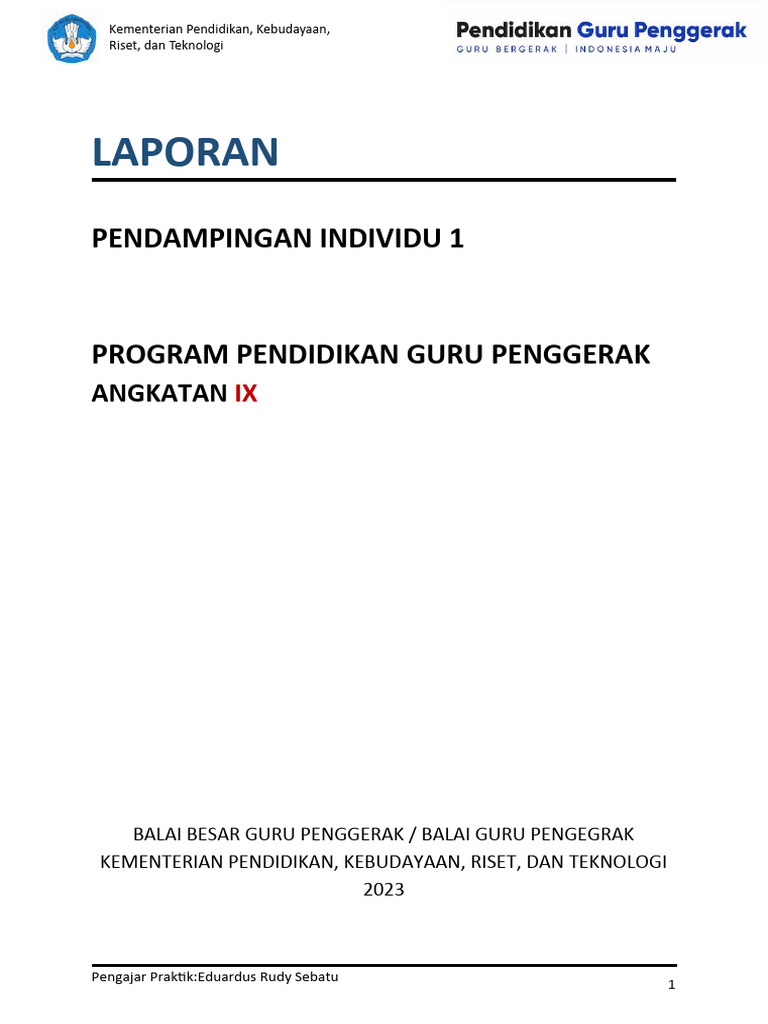 Laporan Pendampingan Individu 1 | PDF