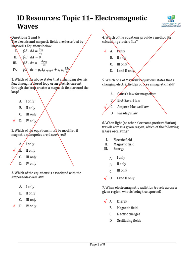 Electromagnetic Waves and Maxwell's Equations | PDF | Electromagnetic ...