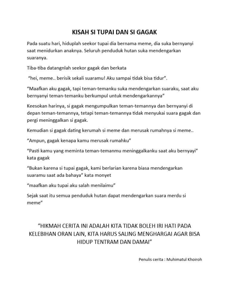 Kisah Si Tupai Dan Si Gagak | PDF | Seni | Puisi