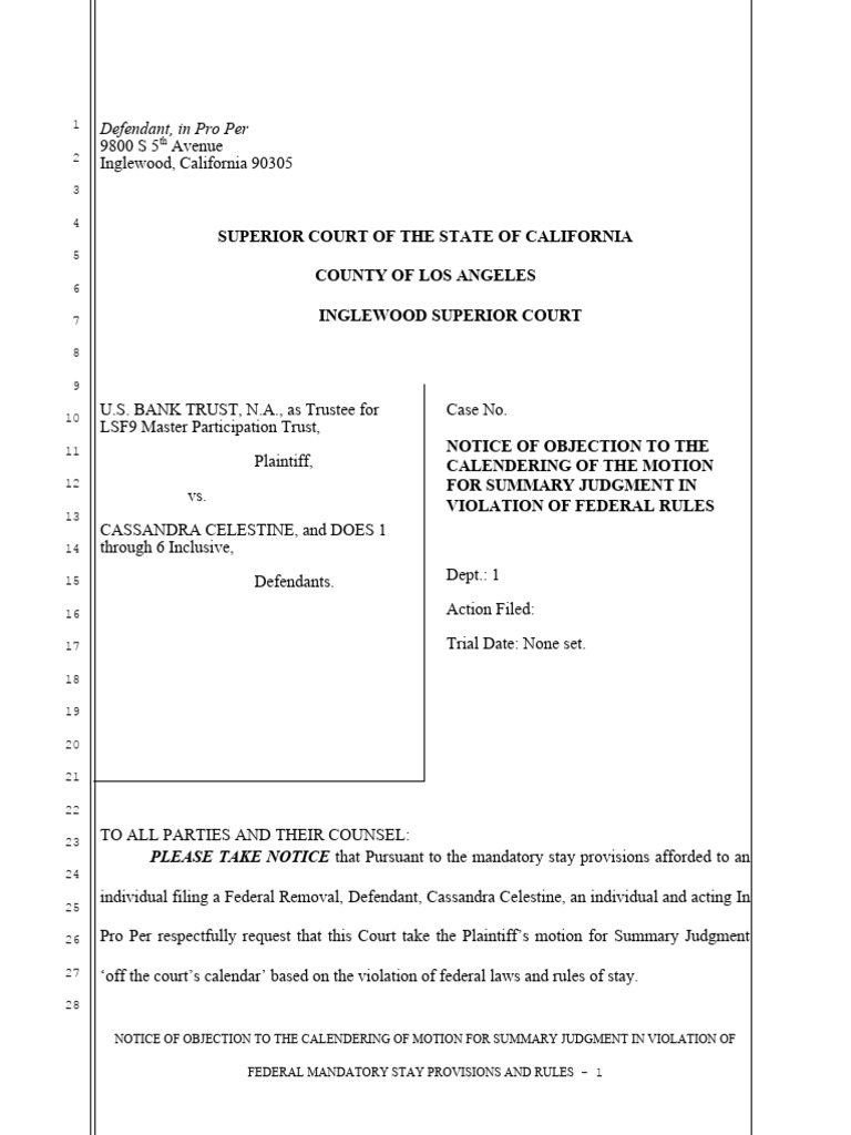 U.D. Notice of Violation of Federal Stay | PDF | Summary Judgment | Pro ...