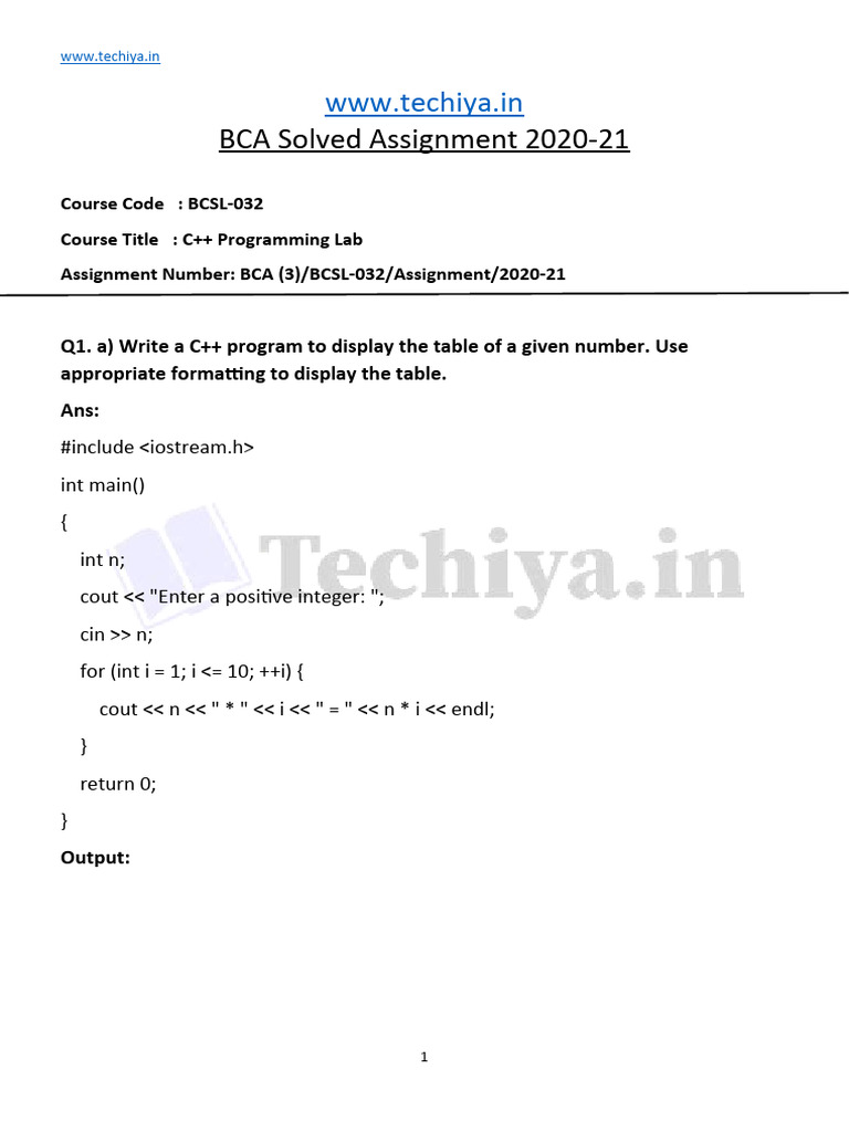 BCSL 032 Solved Assignment 2023 | PDF | C++ | Constructor (Object ... BCSL 032 Solved Assignment 2023 | PDF | C++ | Constructor (Object ...
