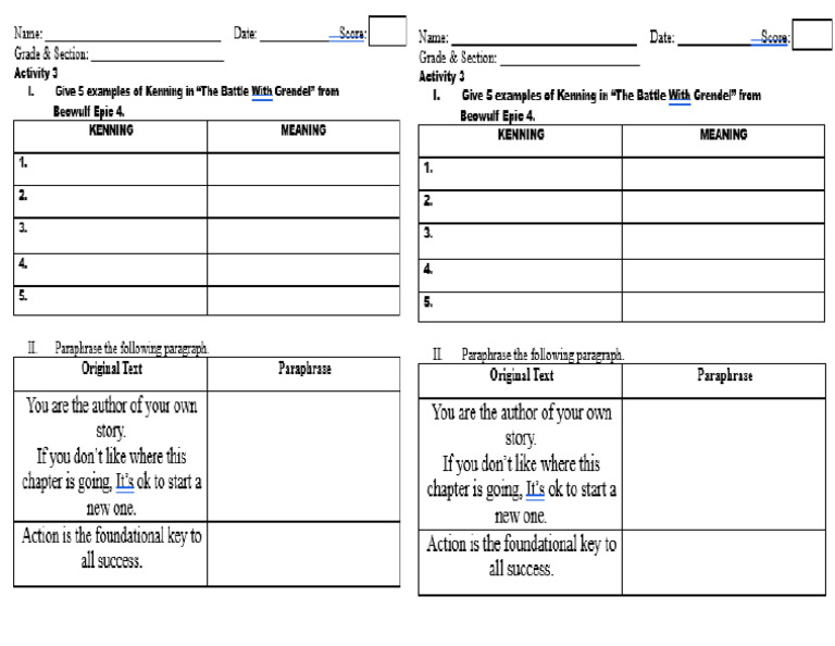 Activity KENNING | PDF