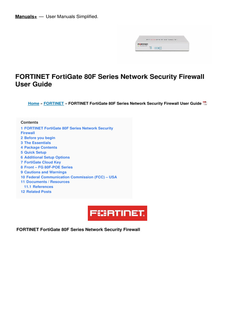 Fortigate 80f Series Network Security Firewall Manual | PDF | Electromagnetic Interference ...