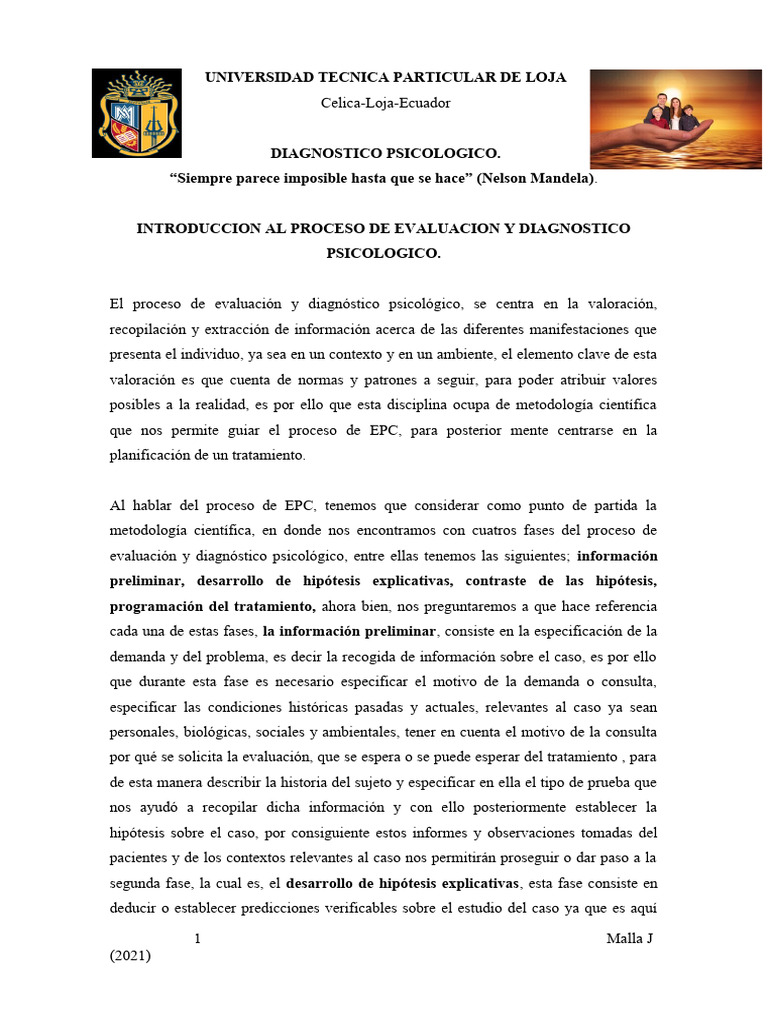 Foro 1 Diagnostico Psicologico | PDF | Evaluación | Sicología