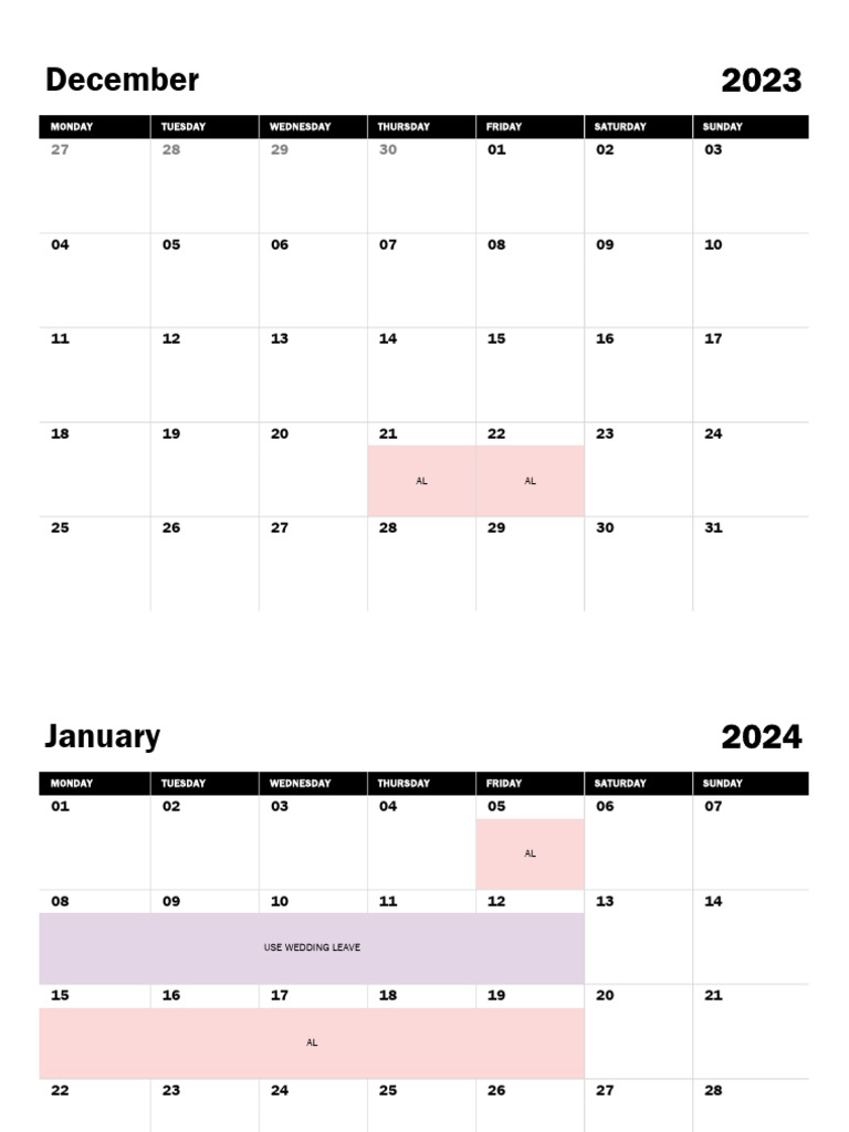 Leave Plan Dec 23 - Jan 24 | PDF