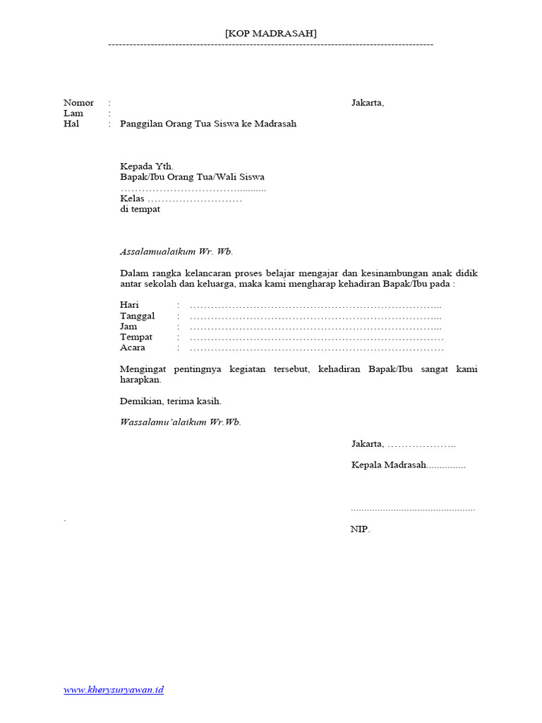 2 Contoh Surat Panggilan Orang Tua Siswa | PDF 2 Contoh Surat Panggilan Orang Tua Siswa | PDF