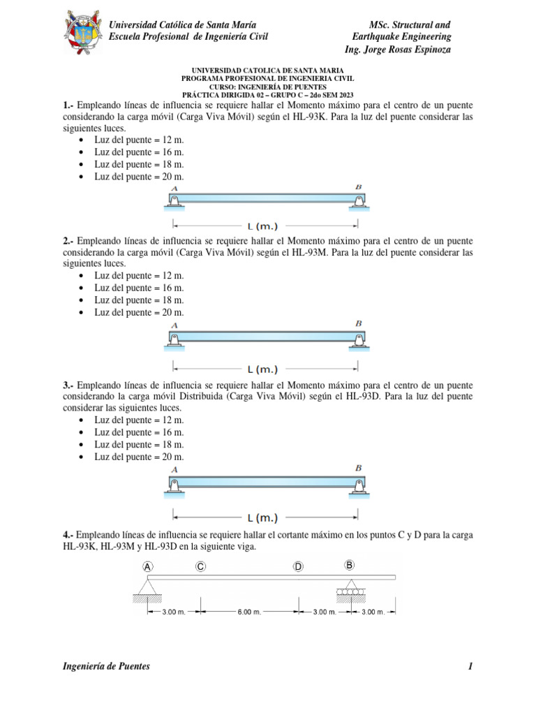 Práctica Dirigida 02 Ingeniería De Puentes Descargar Gratis Pdf