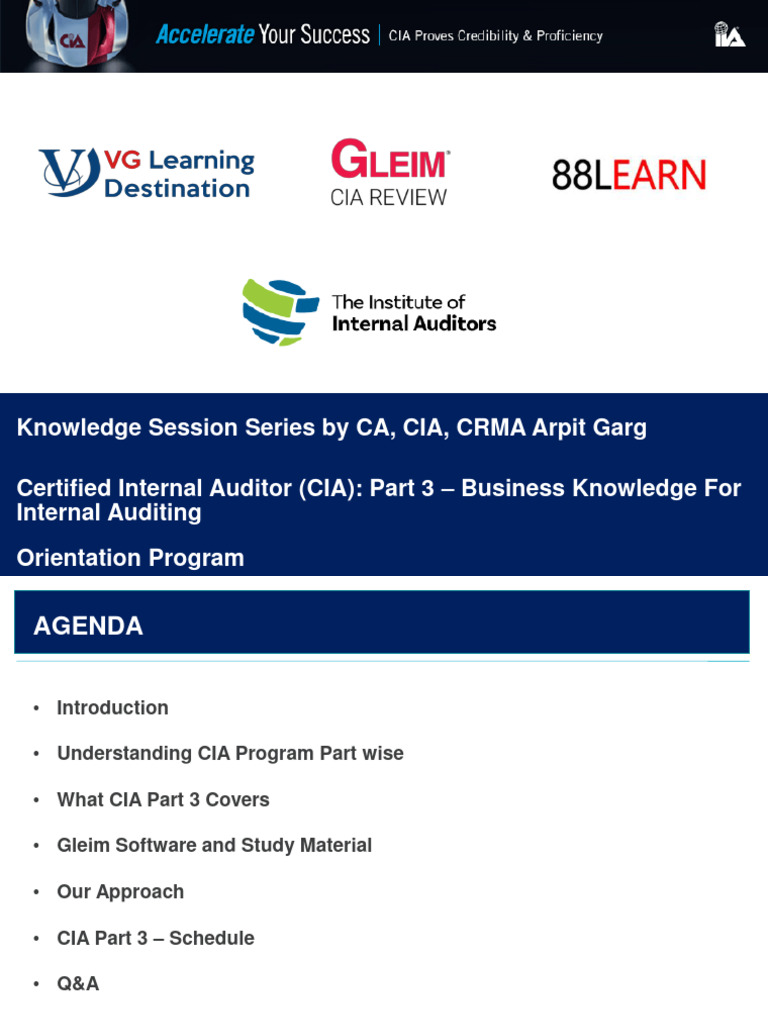 CIA Part 3: Business Knowledge for Auditing | PDF | Internal Audit ...