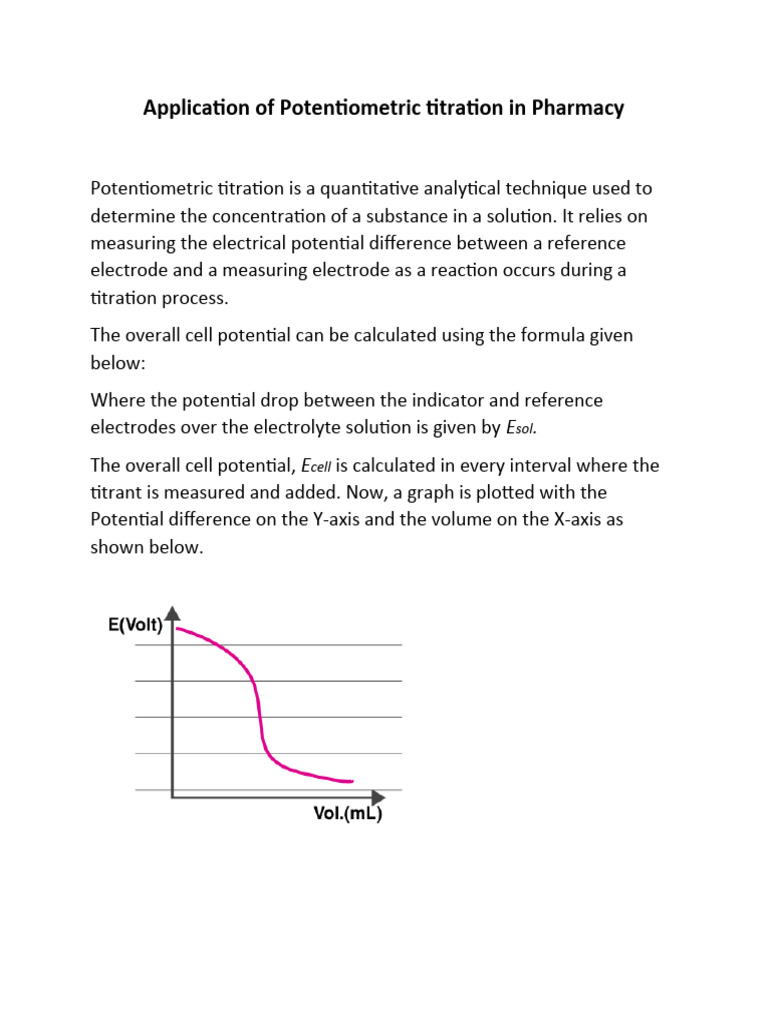 Potentiometric Titration in Pharmacy | PDF | Titration | Chemistry
