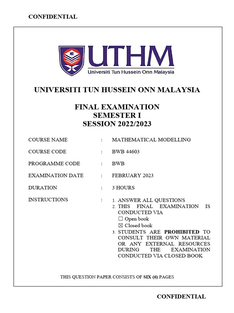 Final Exam BWA44603 | PDF | Statistical Classification | Applied Mathematics