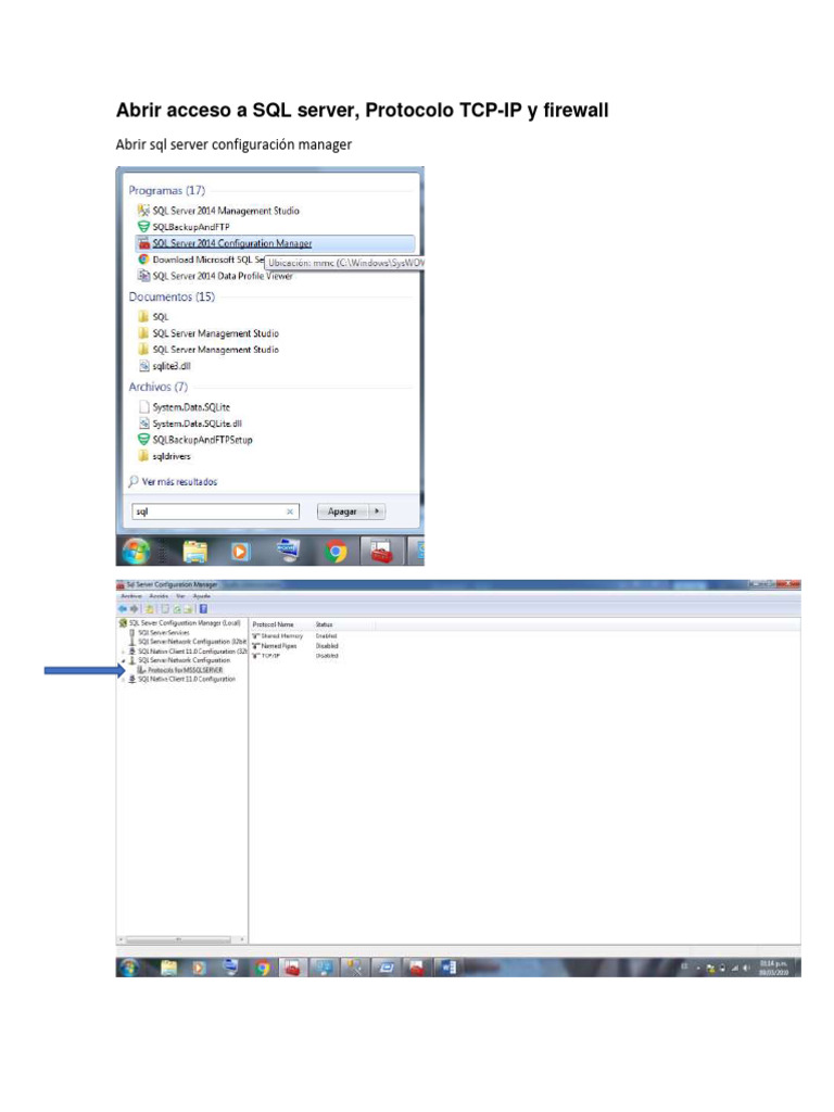 Permiso Firewall SQL Server Protocolo TCP-IP | PDF