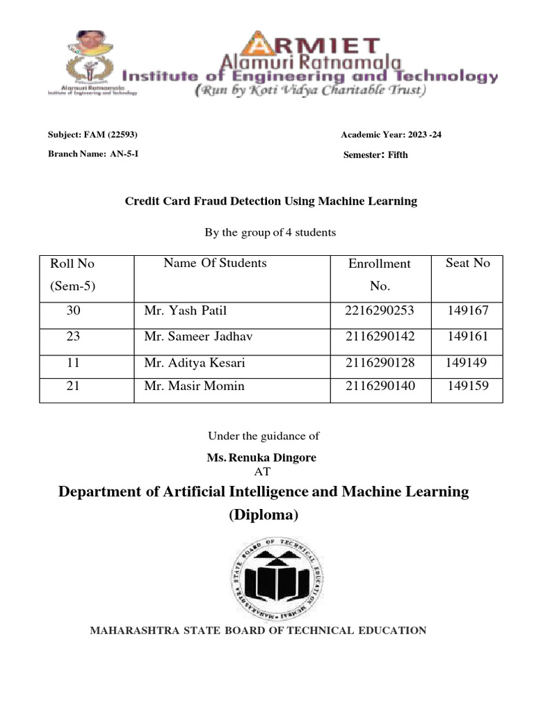 Fam Report Final Last Doc 2 | PDF | Credit Card | Machine Learning