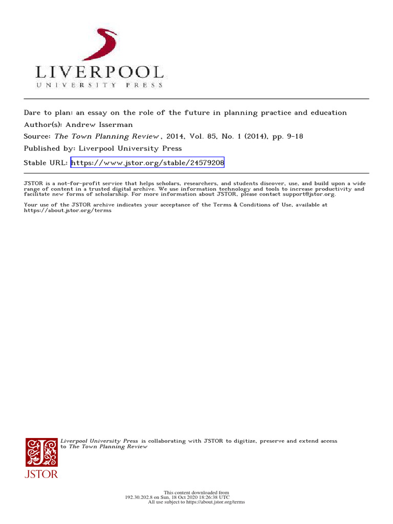 Dare To Plan An Essay On The Future in Planning Practice and Education ...