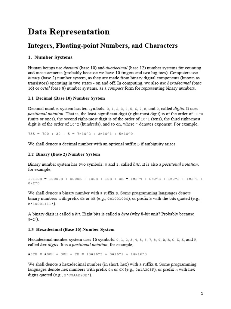 Csc205number Systems | PDF | Integer (Computer Science) | Lexicology