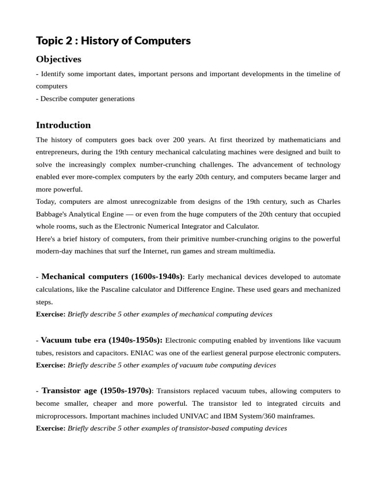 History of Computers | PDF | Integrated Circuit | Computing
