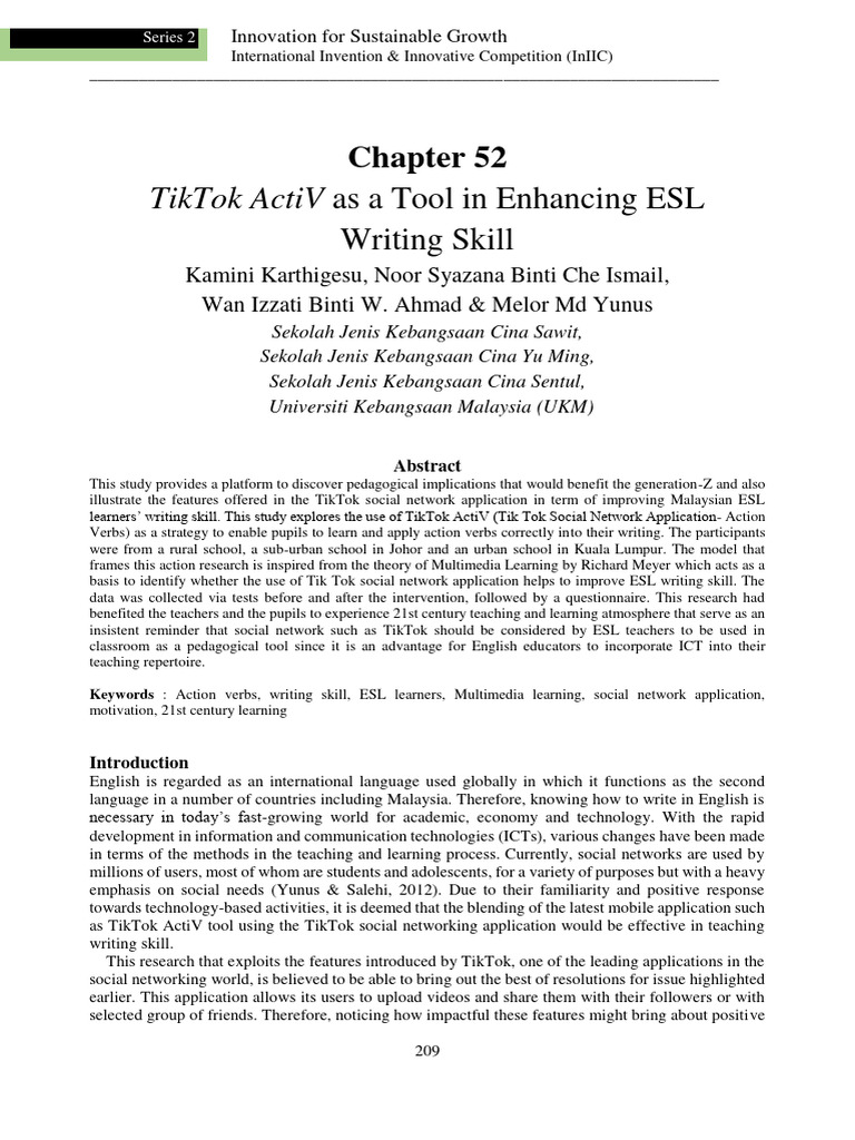 Enhancing ESL Writing with TikTok ActiV | PDF | English As A Second Or ...
