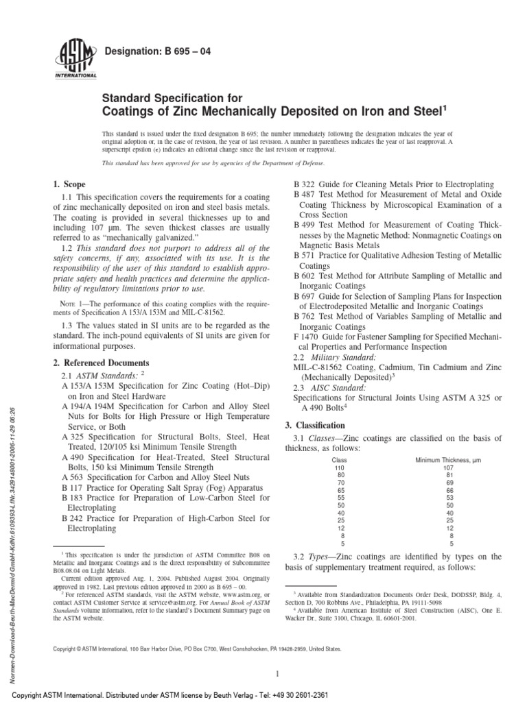 ASTM B695 - Rev 4 | PDF | Corrosion | Screw