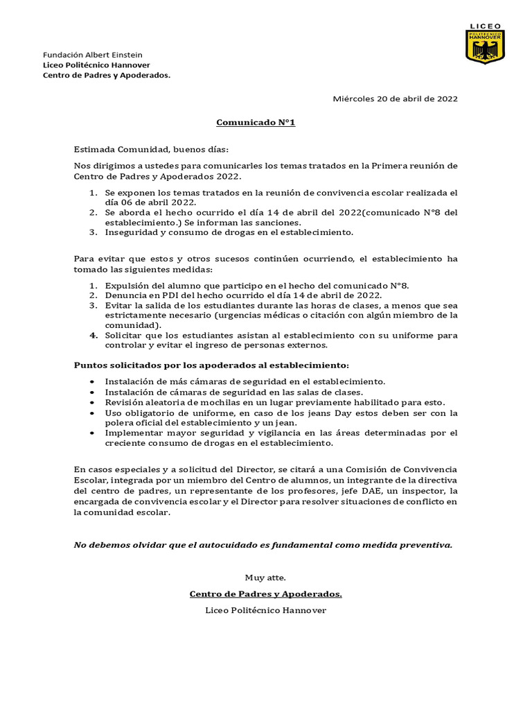 Comunicado N°1 | PDF