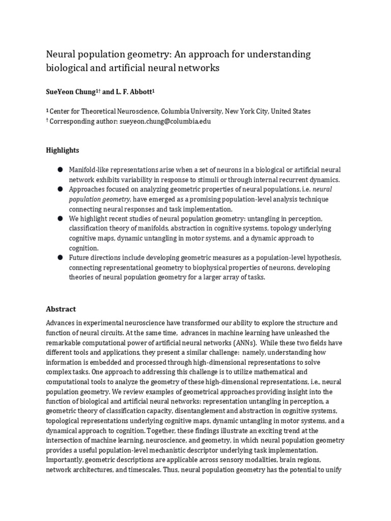 Neural Population Geometry An Approach For Understanding Biological and ...