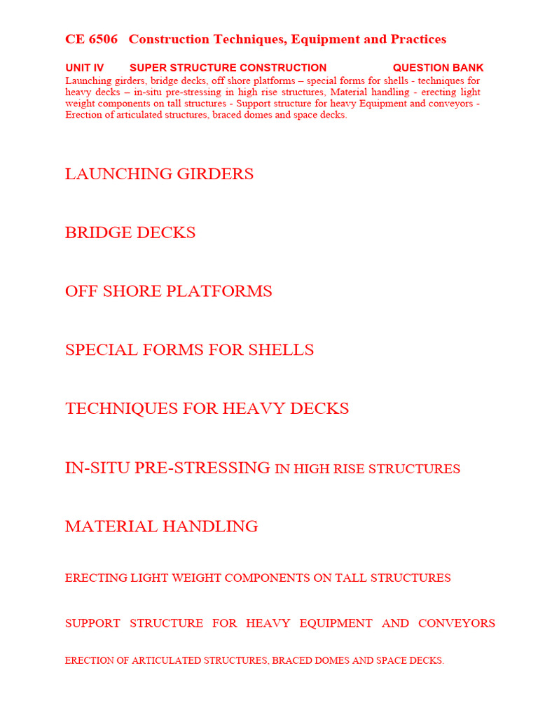 Superstructure Construction Techniques | PDF | Bridge | Prestressed ...