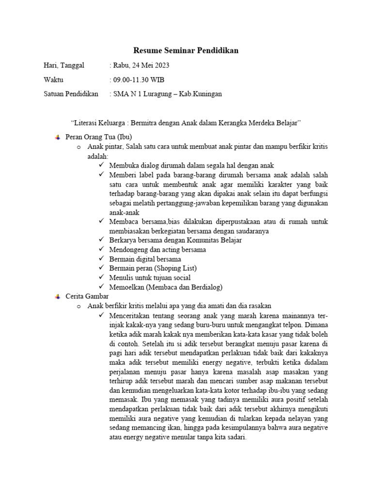 Resume Seminar Pendidikan | PDF