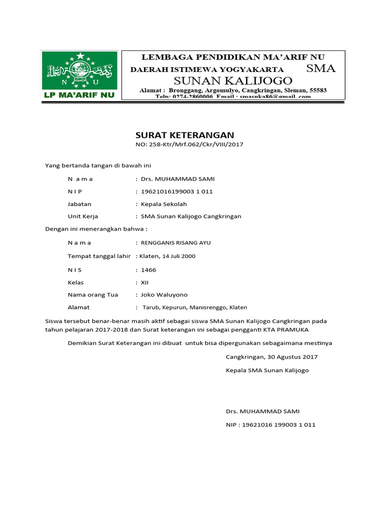 Surat Keterangan Pengganti Kta | PDF