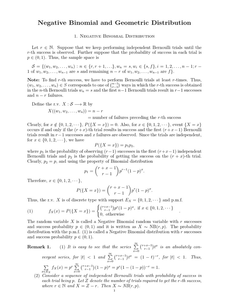 Negative Binomial | PDF | Probability Distribution | Probability Theory