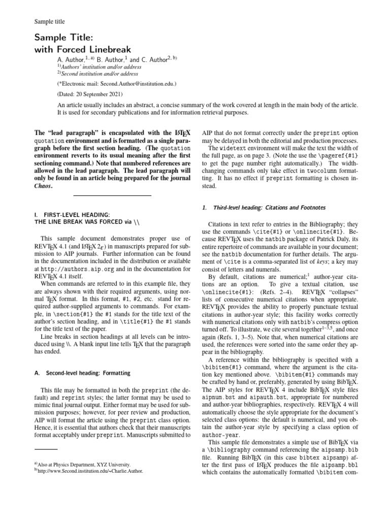 AIP LaTeX Template Guide | PDF | Citation | Computing