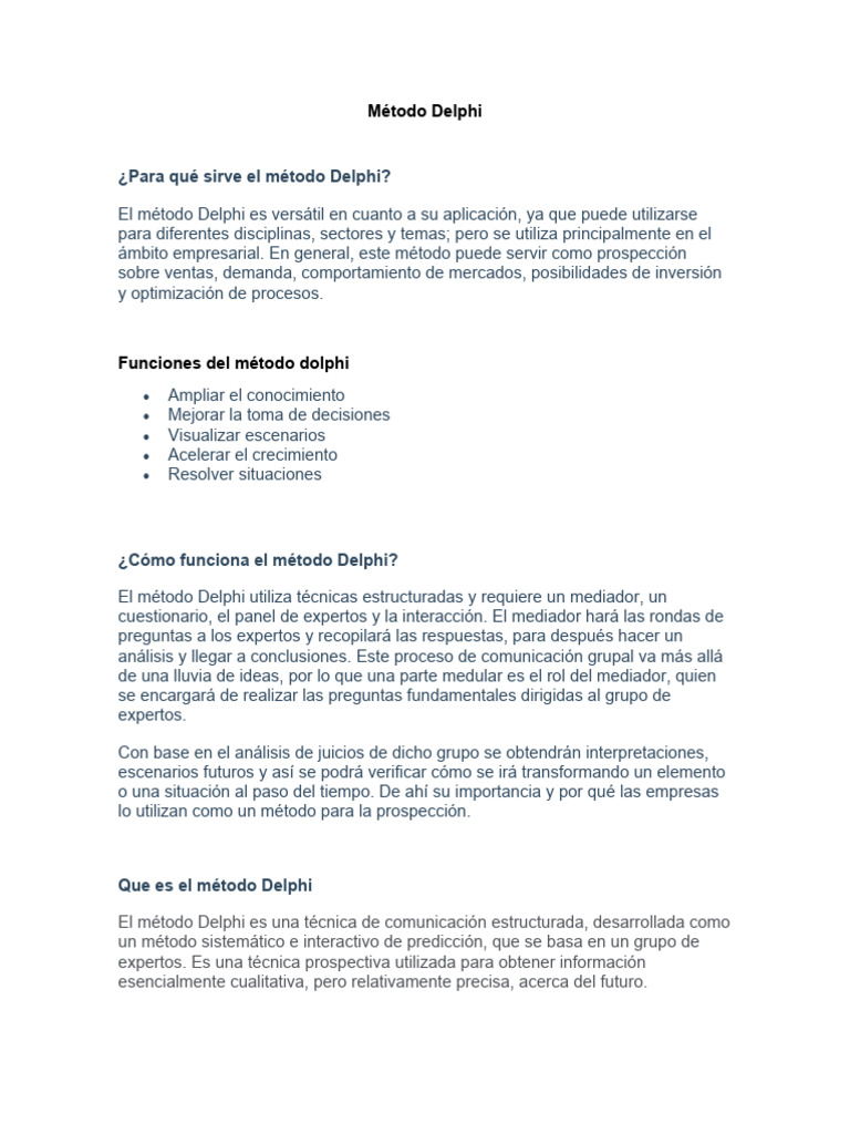 Método Delphi | PDF | Rand Corporation | Economias