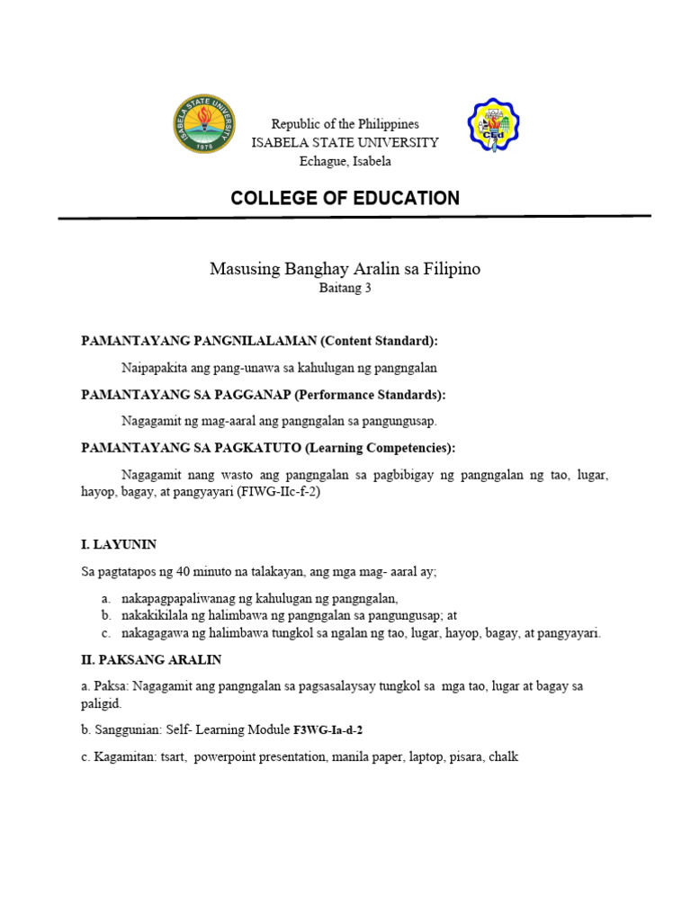 Masusing Banghay Aralin Sa Filipino FINAL | PDF