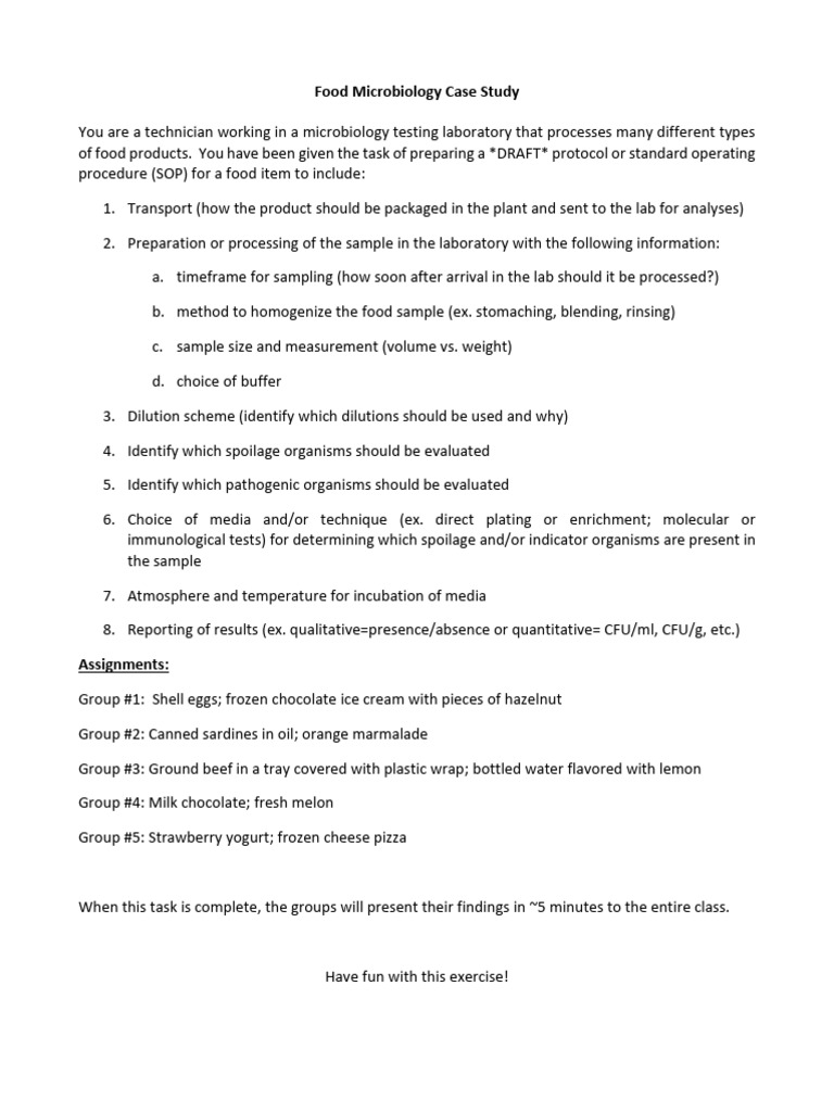 Food Microbiology Case Study | PDF