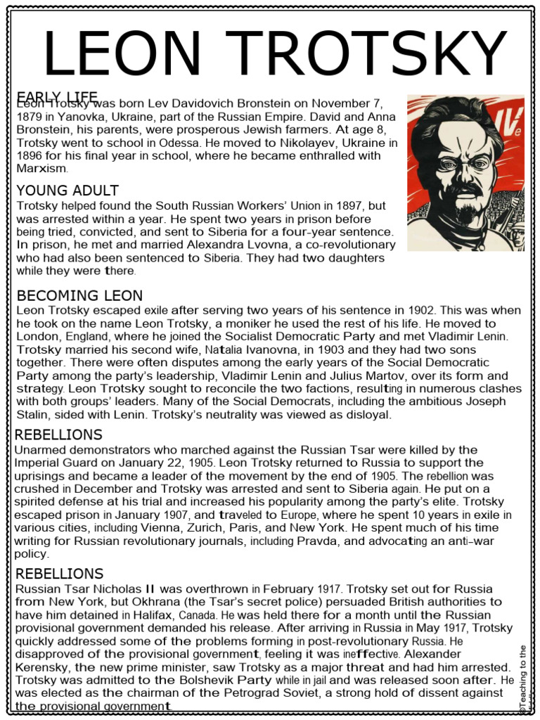 Leon Trotsky Student Version | PDF | Leon Trotsky | Vladimir Lenin
