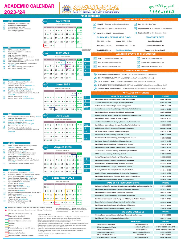Academic Calendar 2023-2024 New Model | PDF | Academic Term | Semitic ...