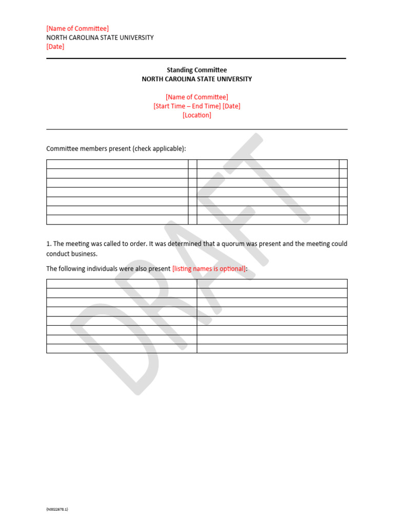 Standing Committee Minutes Template | PDF | Parliamentary Procedure ...