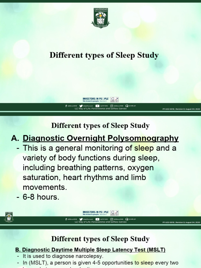 Different Types of Sleep Study | PDF | Wellness | Science & Mathematics