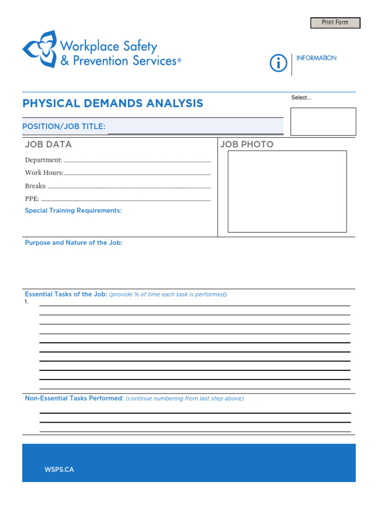 Physical Demands Analysis Fillable Form | PDF | Anatomical Terms Of ...