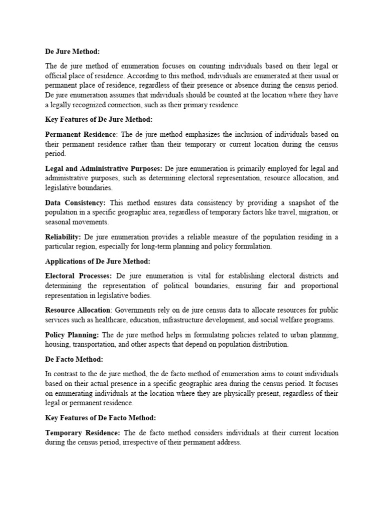 De Jure Method | PDF | Census | Emergency Management