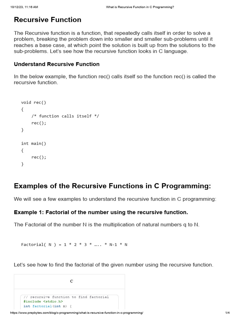 Recursive Function | PDF | Recursion | Computing Recursive Function | PDF | Recursion | Computing