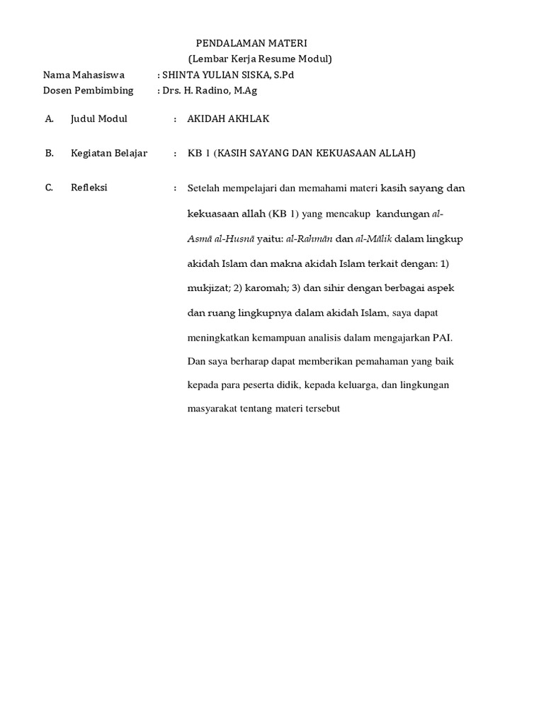 LK 1 KB 1 Akidah Akhlak - Compressed | PDF