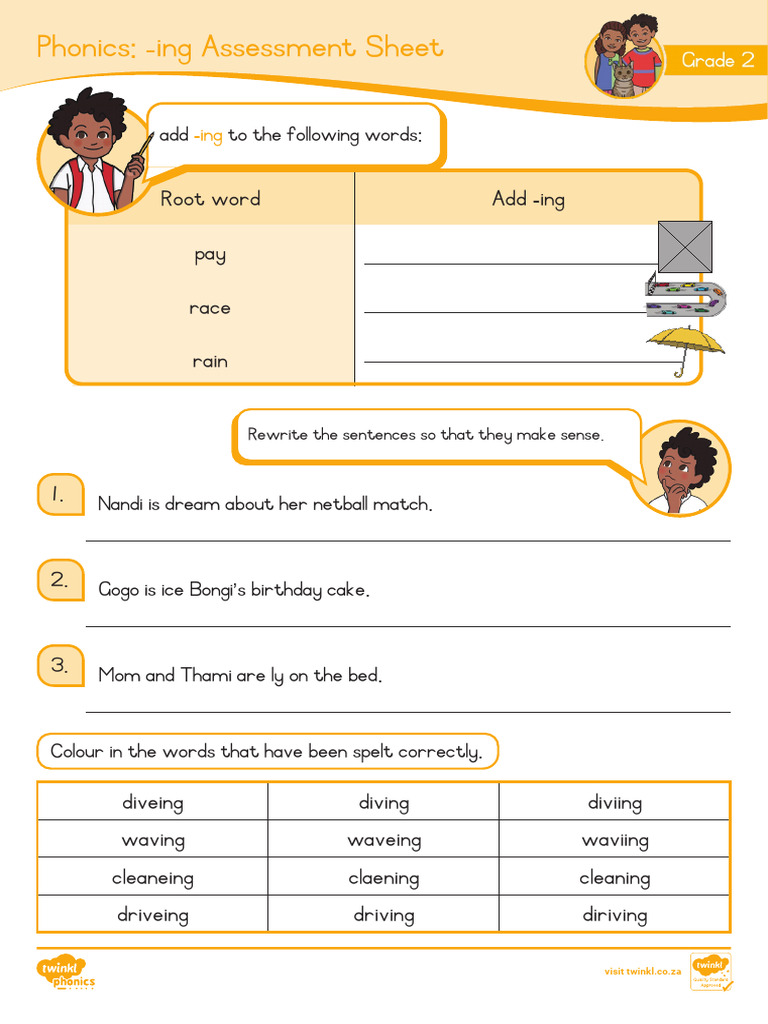 Za HL 1683973602 Grade 2 Phonics Suffix Ing Assessment Sheet - Ver - 2 ...